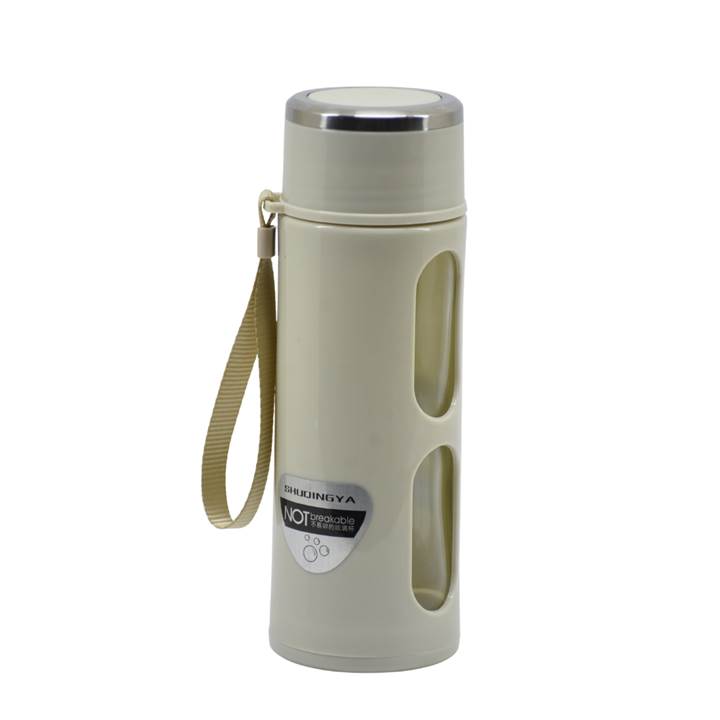GARRAFA VIDRO REVESTIDA EM PLASTICO COM TAMPA ROSCA E ALCA 450ML CORES ...